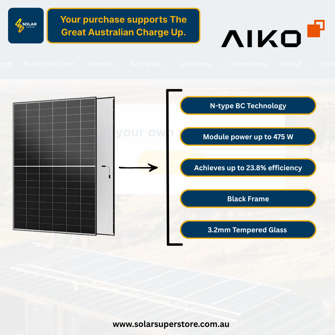 AIKO Solar Home Package: 475W [A475-MAH54Mw] Panels (Black Frame N-Typ ...